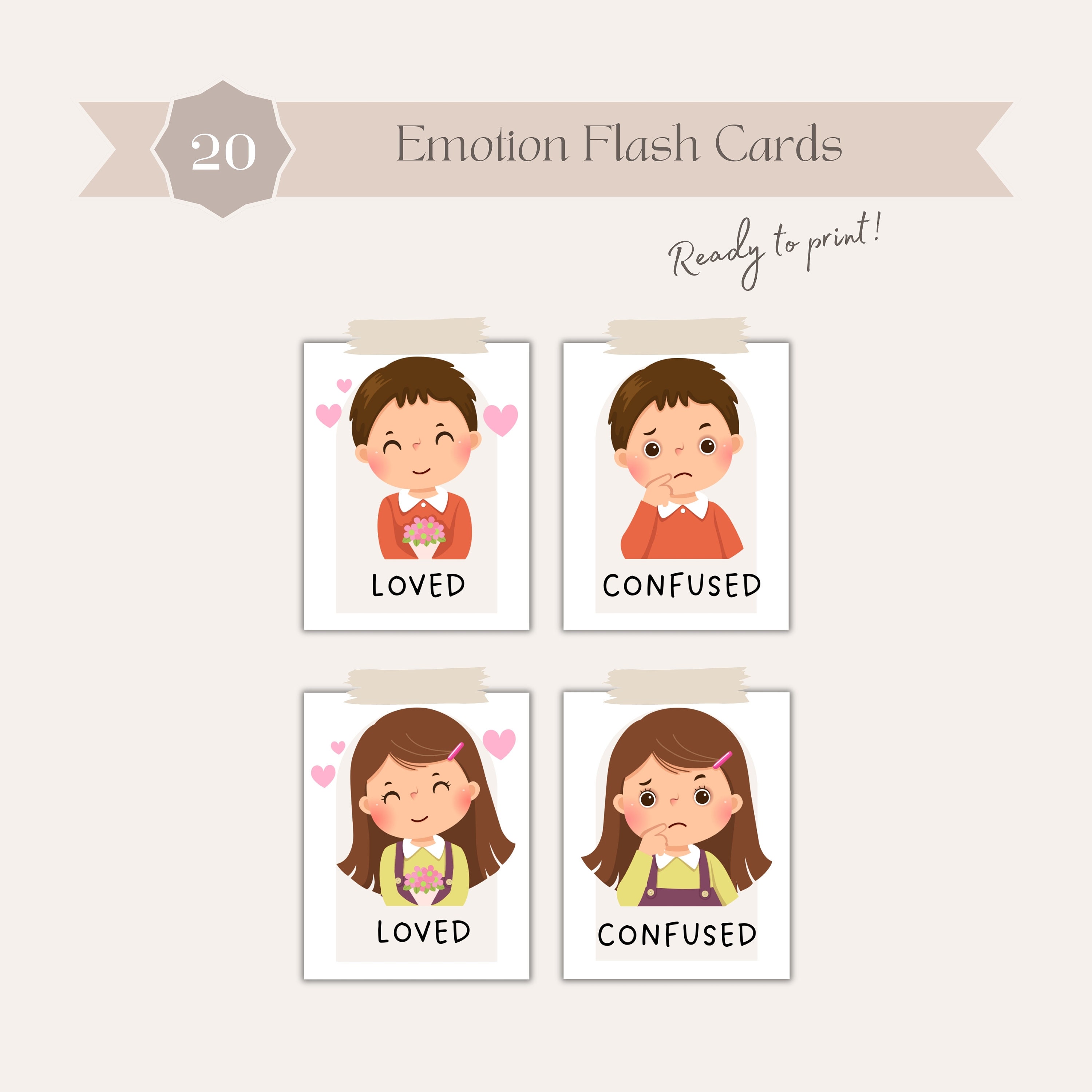 Emotion Flash Cards Printable Preschool Teaching Resources Toddler ...