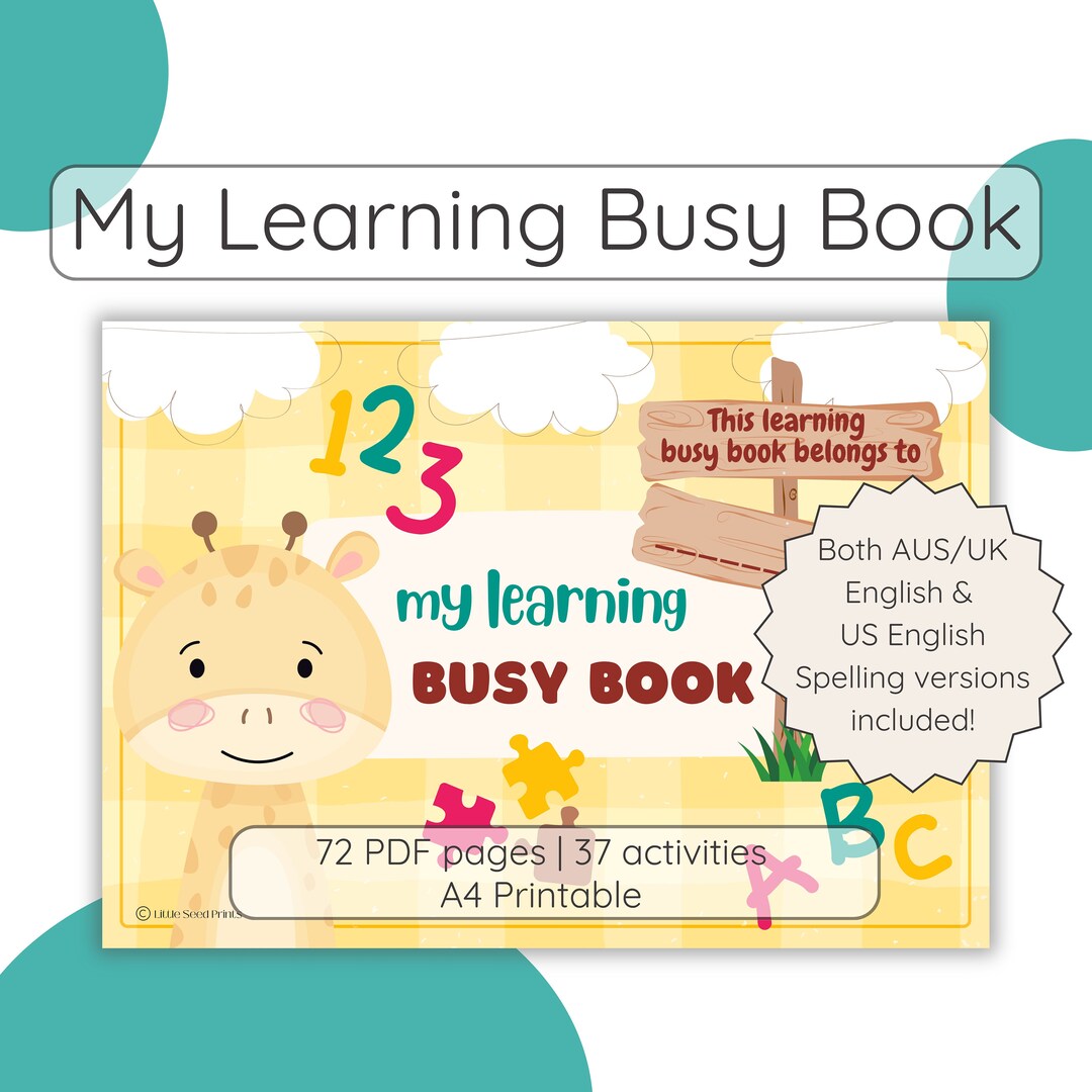 My Learning Busy Book Printable Toddler Quiet Book Preschool Activities ...