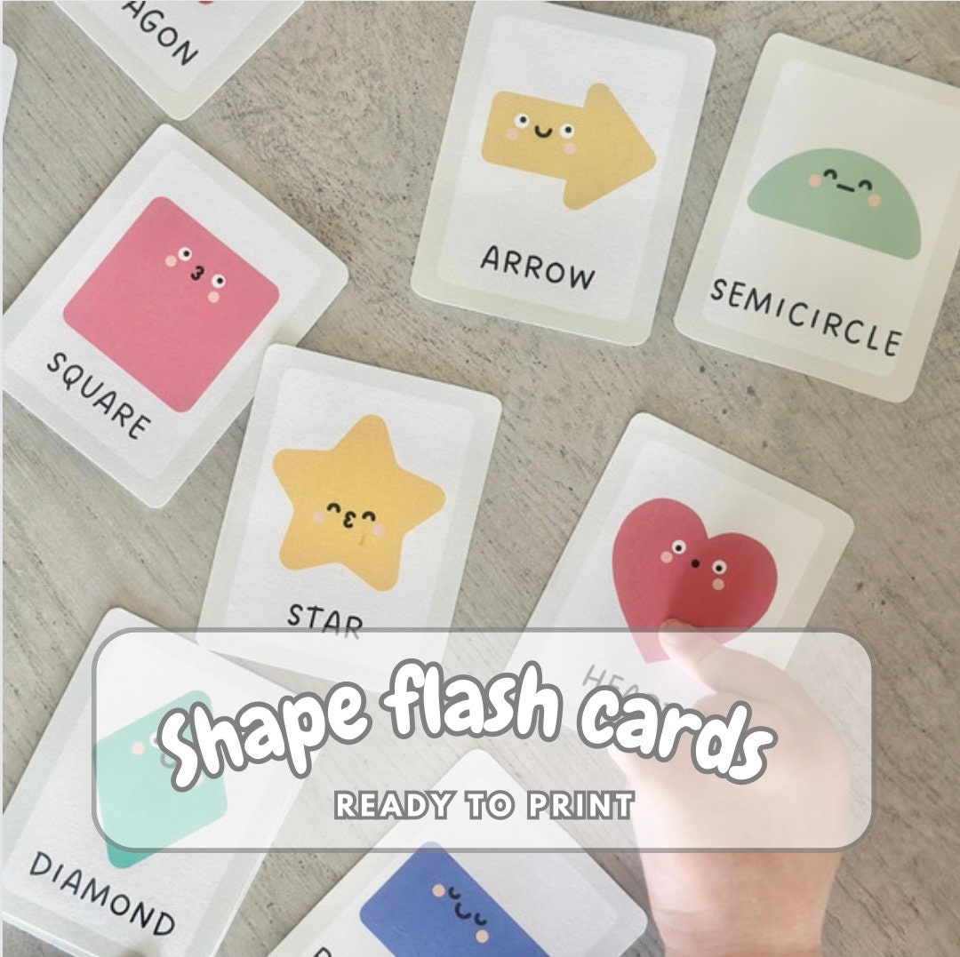 Shape Flash Cards Printable Preschool Resources Homeschool - Etsy