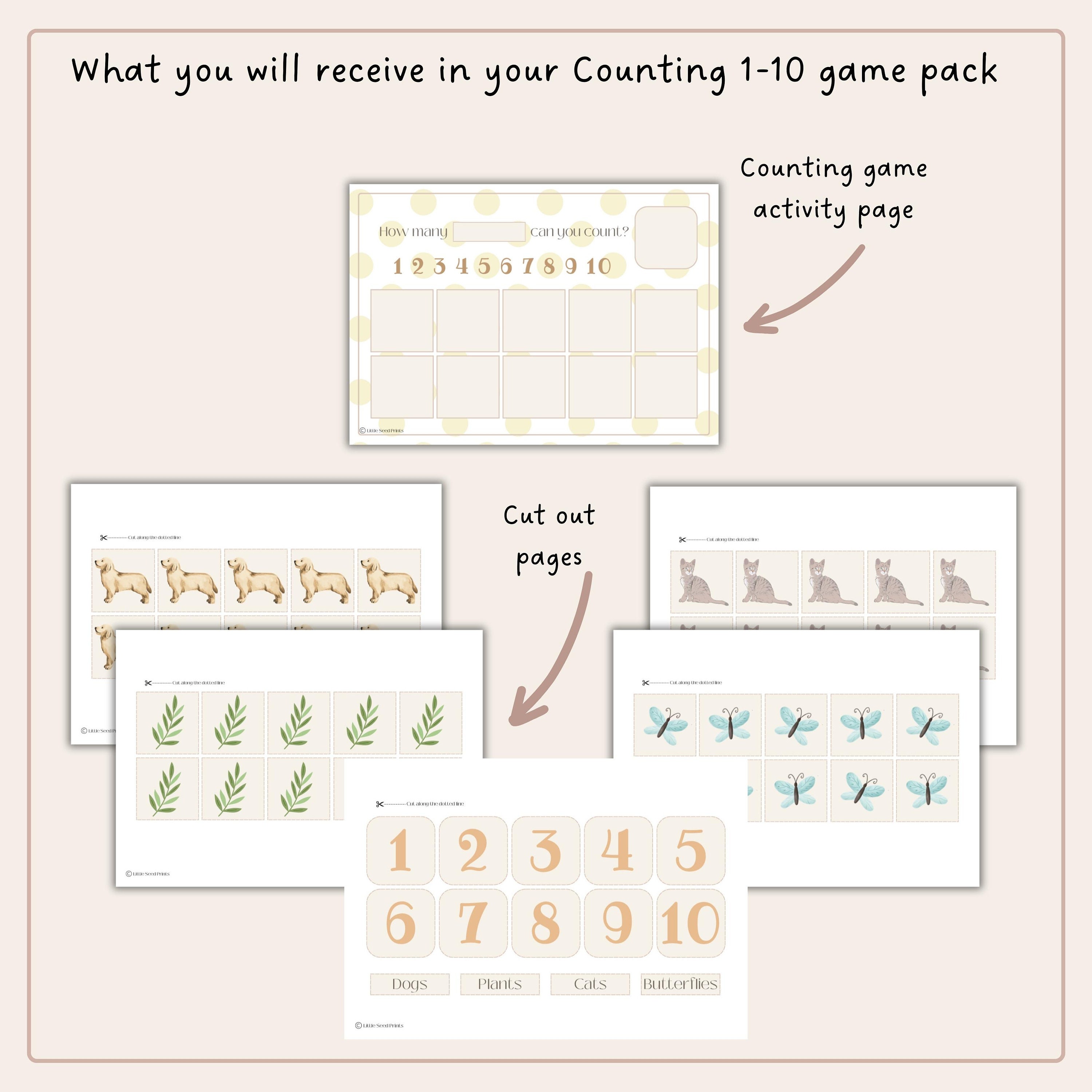 Counting Game Preschool Printable Activity Homeschool - Etsy