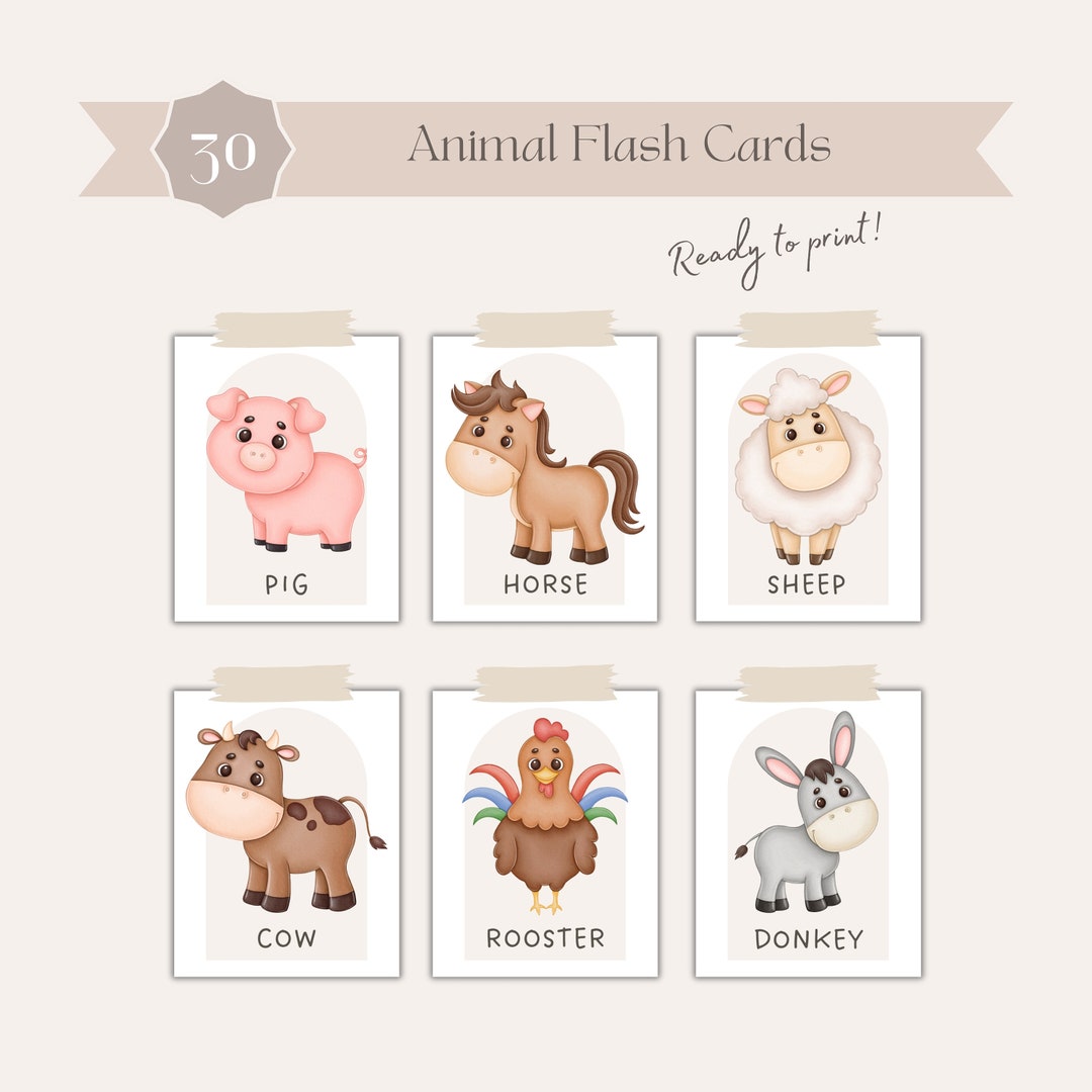 Animal Printable Flash Cards Toddler Resources Preschool Activities ...
