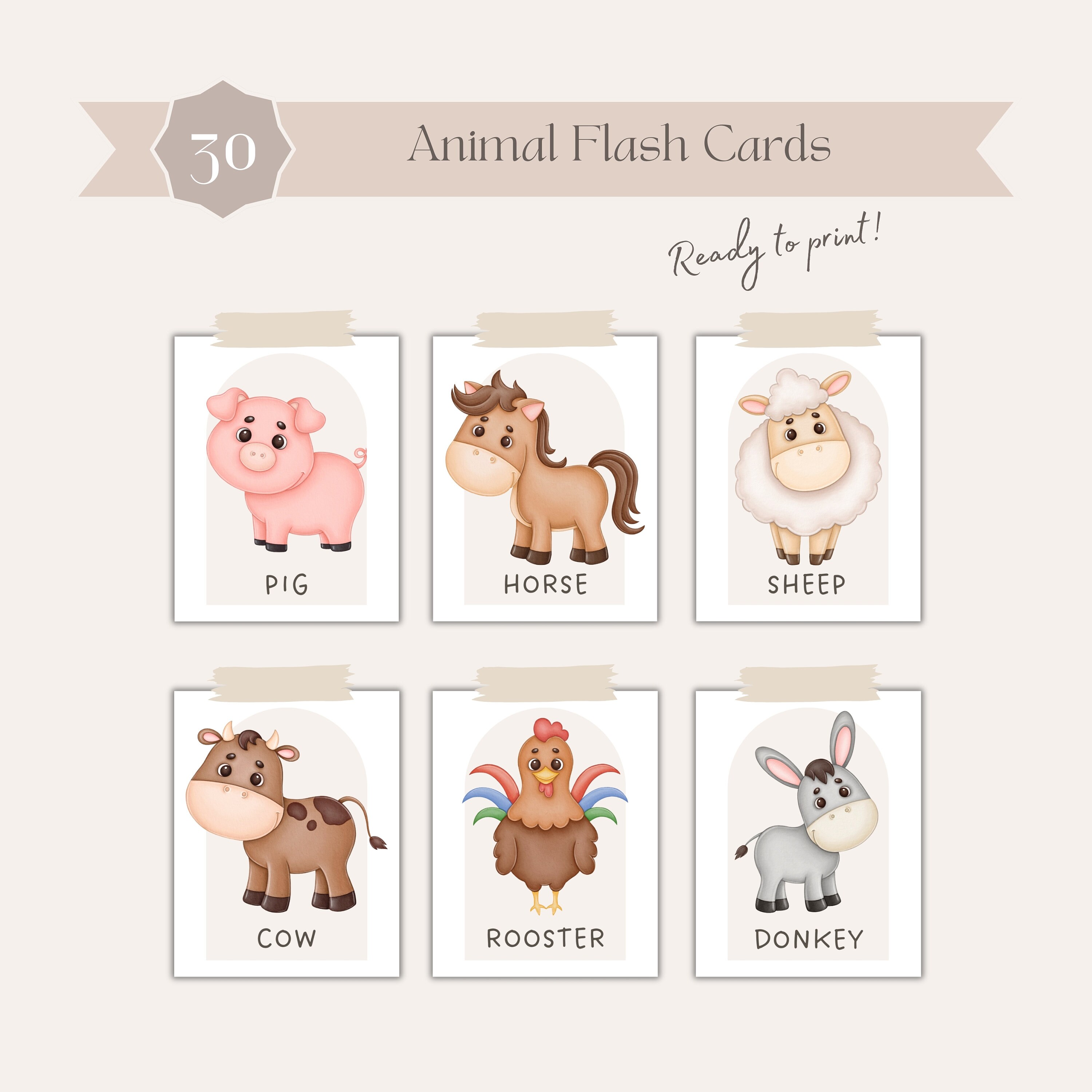 Animal Printable Flash Cards Toddler Resources Preschool Activities ...