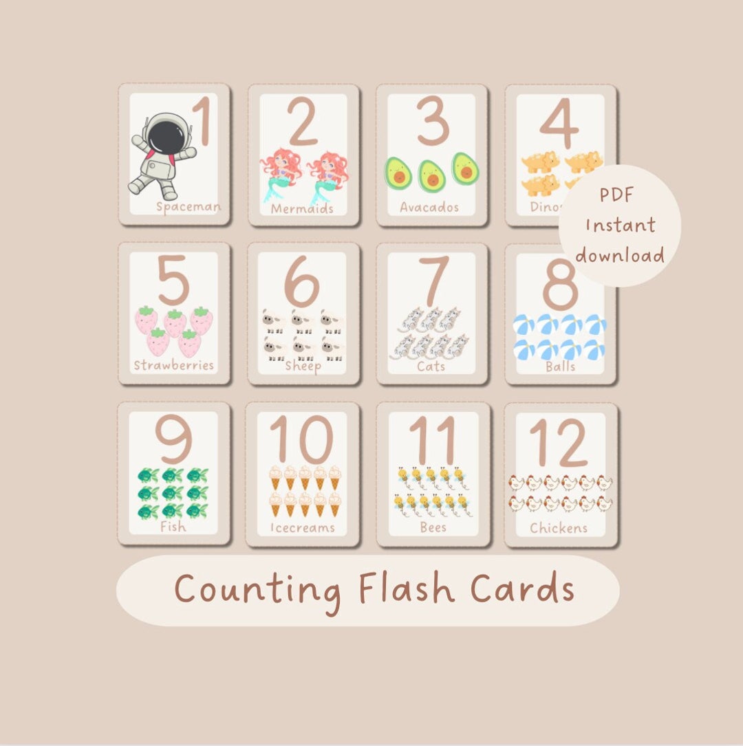 Counting Flash Cards Printable Preschool Resources Homeschool - Etsy