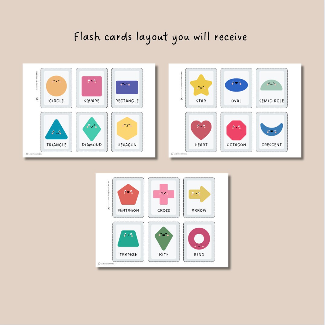 Shapes Flash Cards Printable Flash Cards Preschool - Etsy