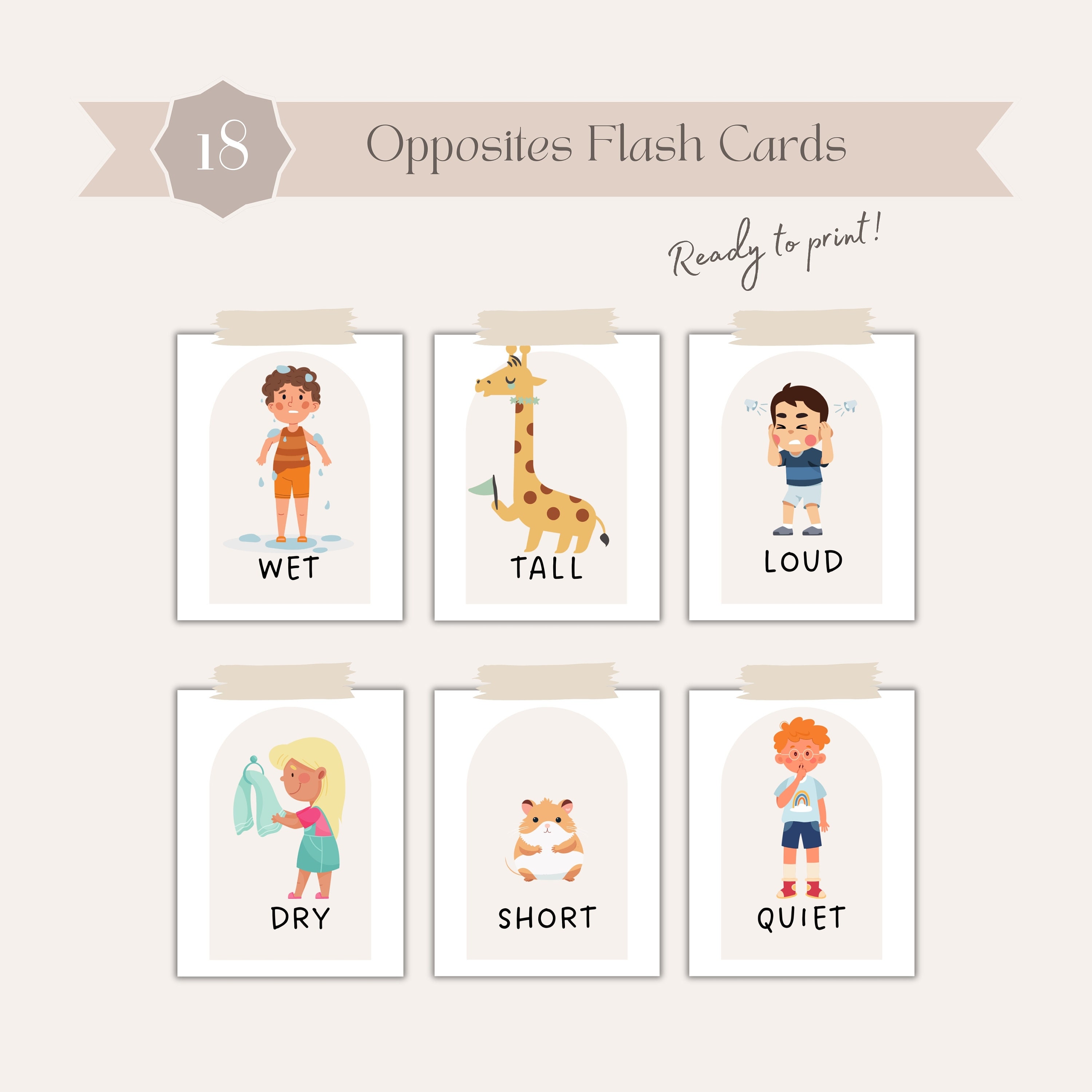 Opposites Printable Flash Cards Preschool Teaching Resources Toddler ...