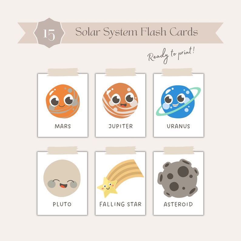 Solar System Printable Flash Cards Visuals Toddler Resources Children ...