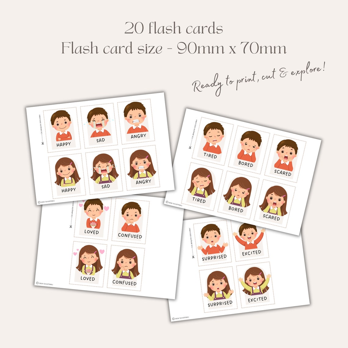 Emotion Flash Cards Printable Preschool Teaching Resources Toddler ...