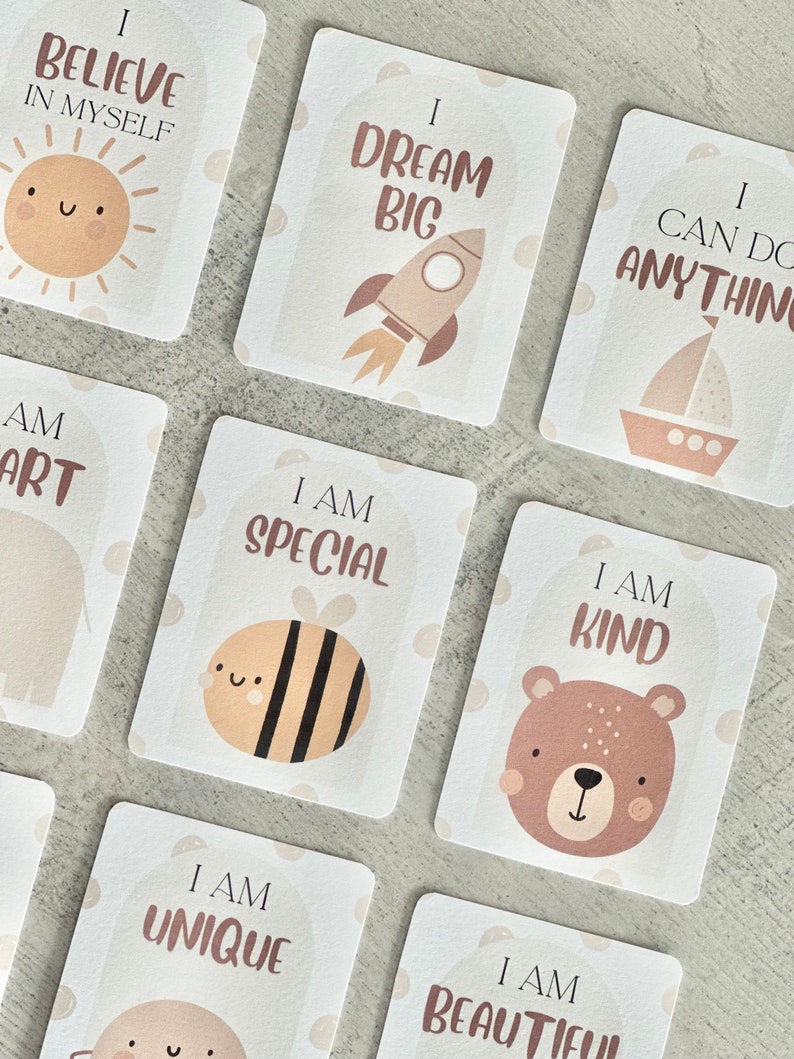 Positive Affirmation Printable Flash Cards Boho Style Visuals for ...