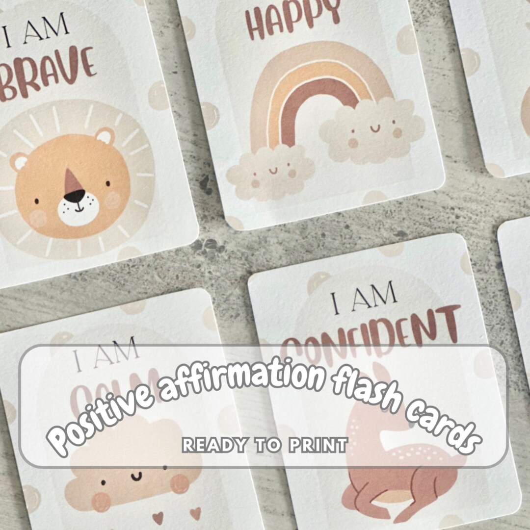 Positive Affirmation Printable Flash Cards Boho Style Visuals - Etsy UK