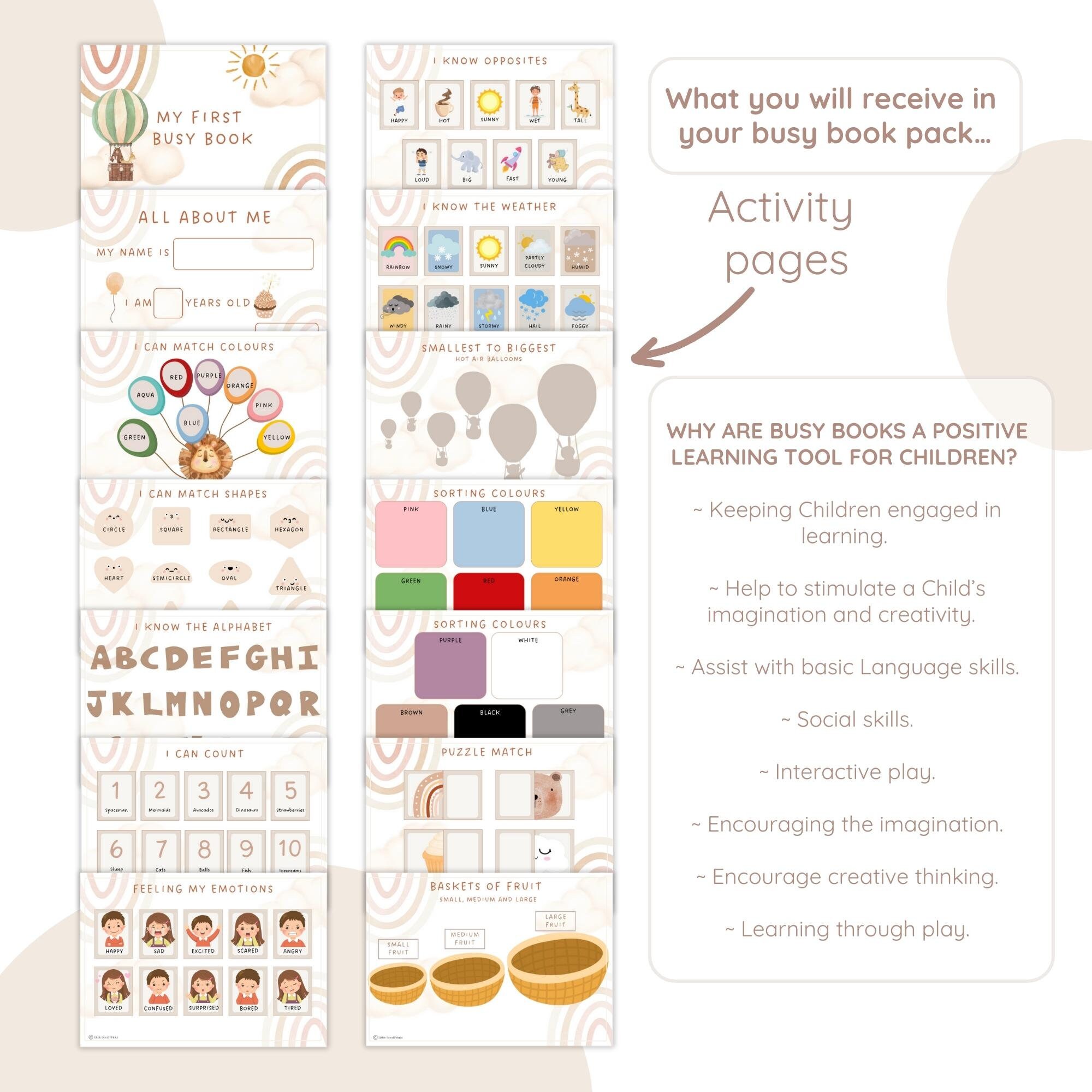 Toddler First Busy Book Printable Quiet Activity Preschool Activities ...