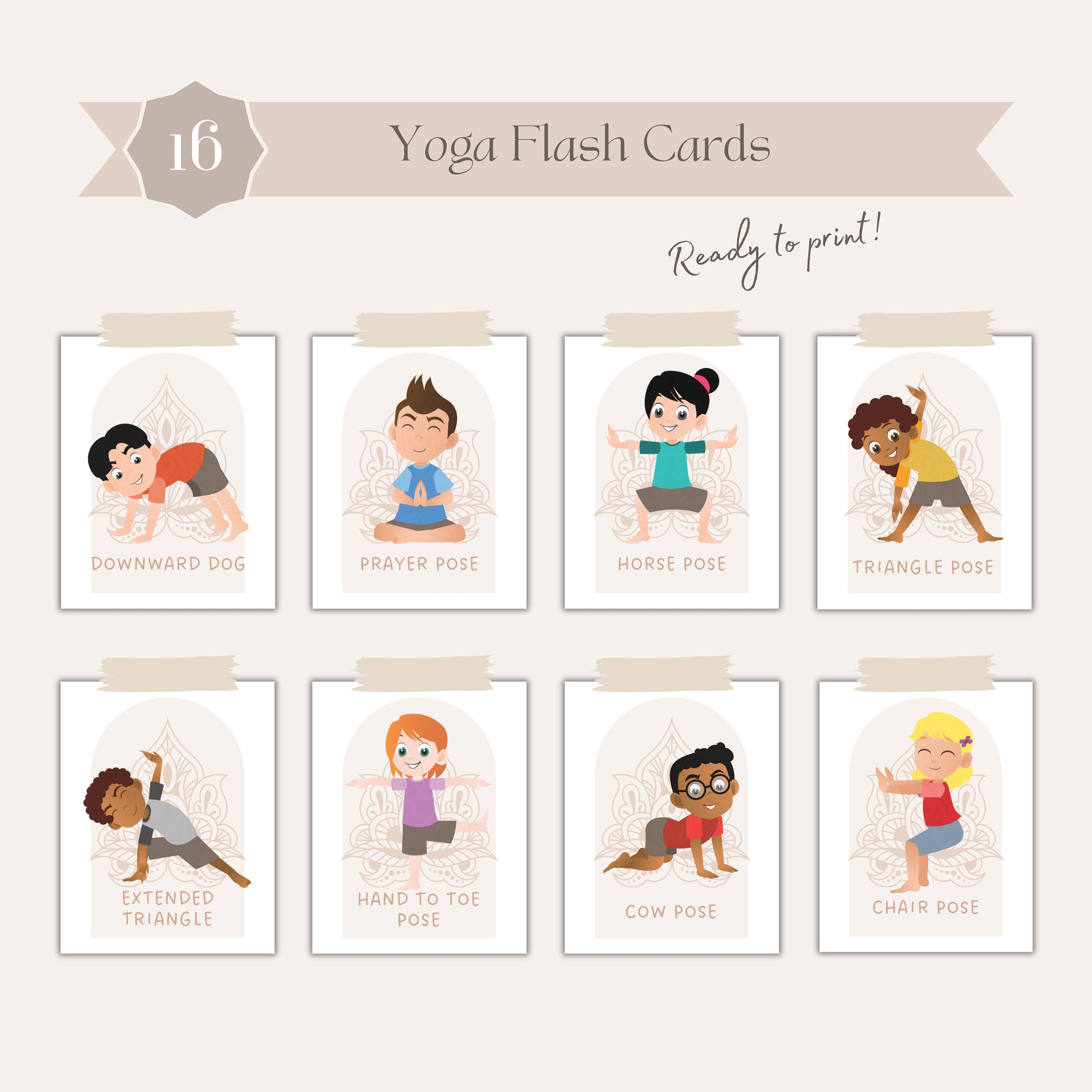 Yoga Printable Flash Cards for Children Visuals Toddler Resources ...