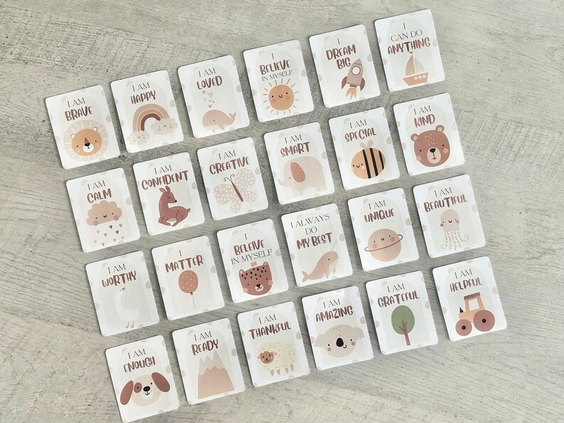 Positive Affirmation Printable Flash Cards Boho Style Visuals for ...
