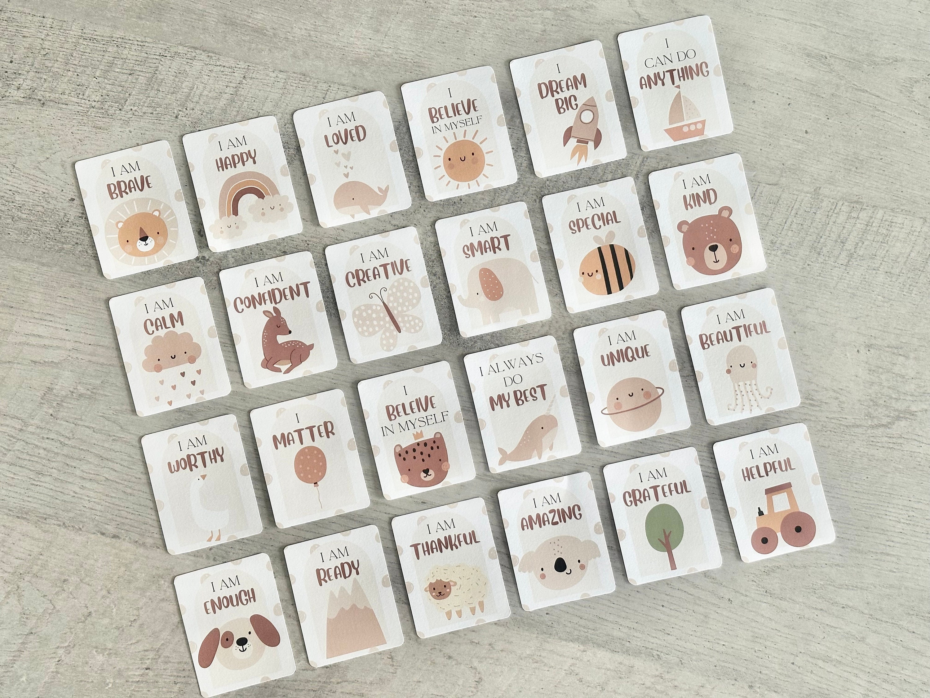 Positive Affirmation Printable Flash Cards Boho Style Visuals for ...