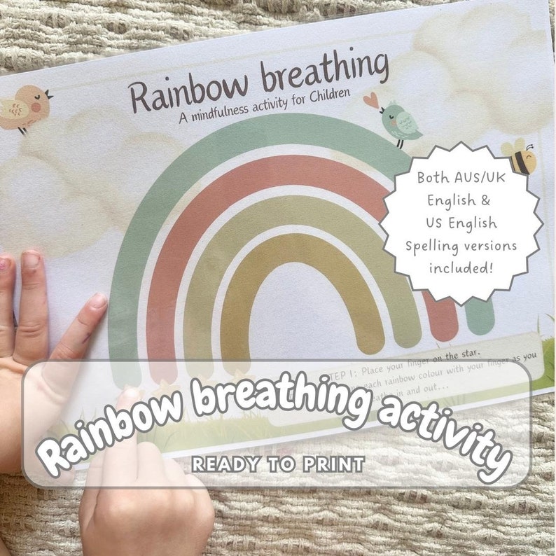 Rainbow Breathing Printable Activity for Children Mindfulness Mental ...