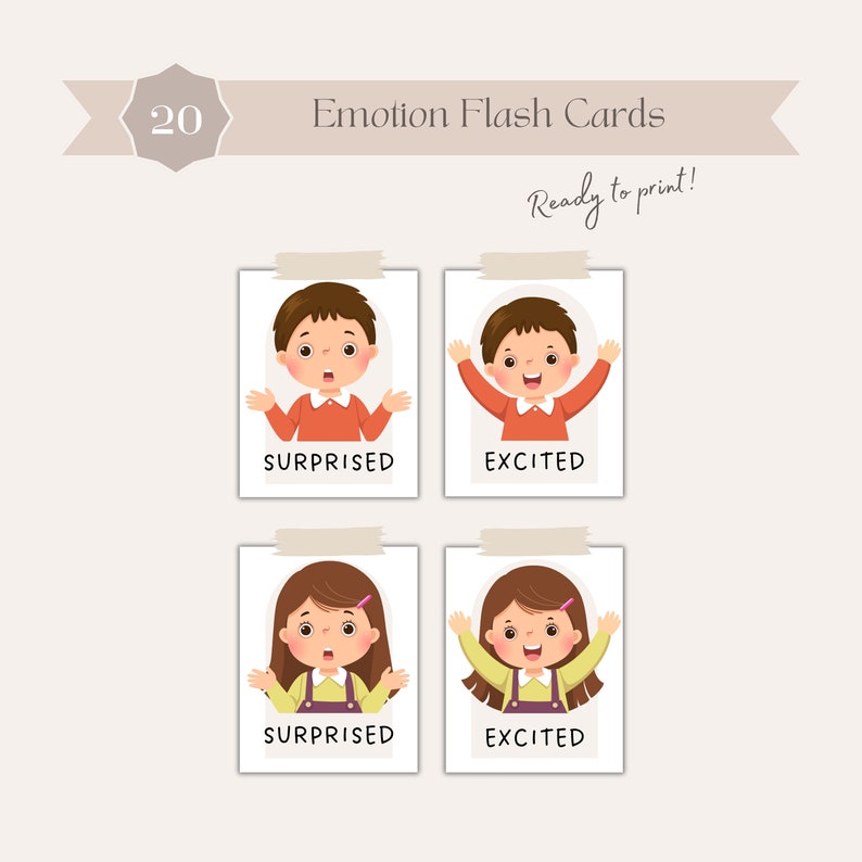 Emotion Flash Cards Printable Preschool Teaching Resources Toddler ...