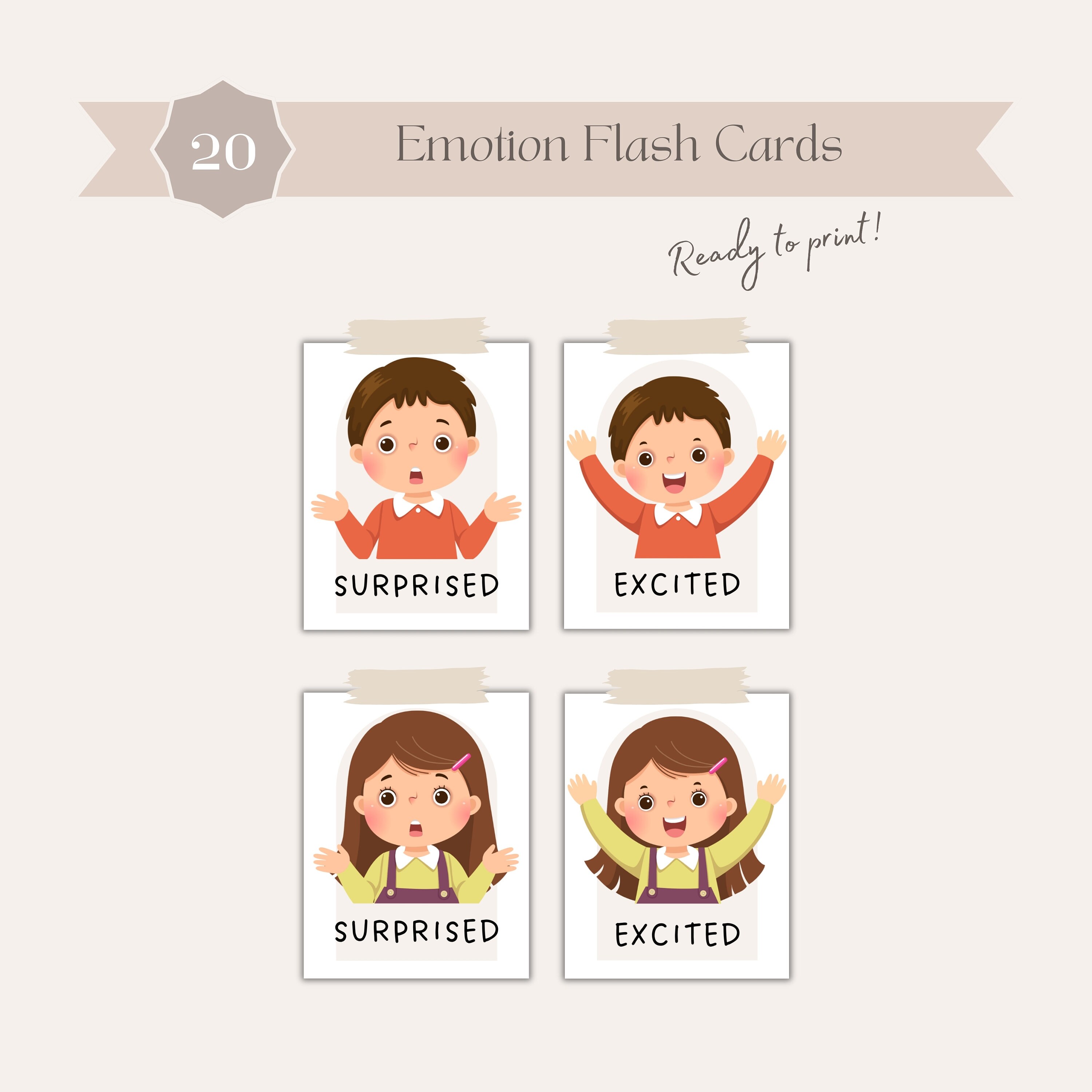 Emotion Flash Cards Printable Preschool Teaching Resources Toddler ...