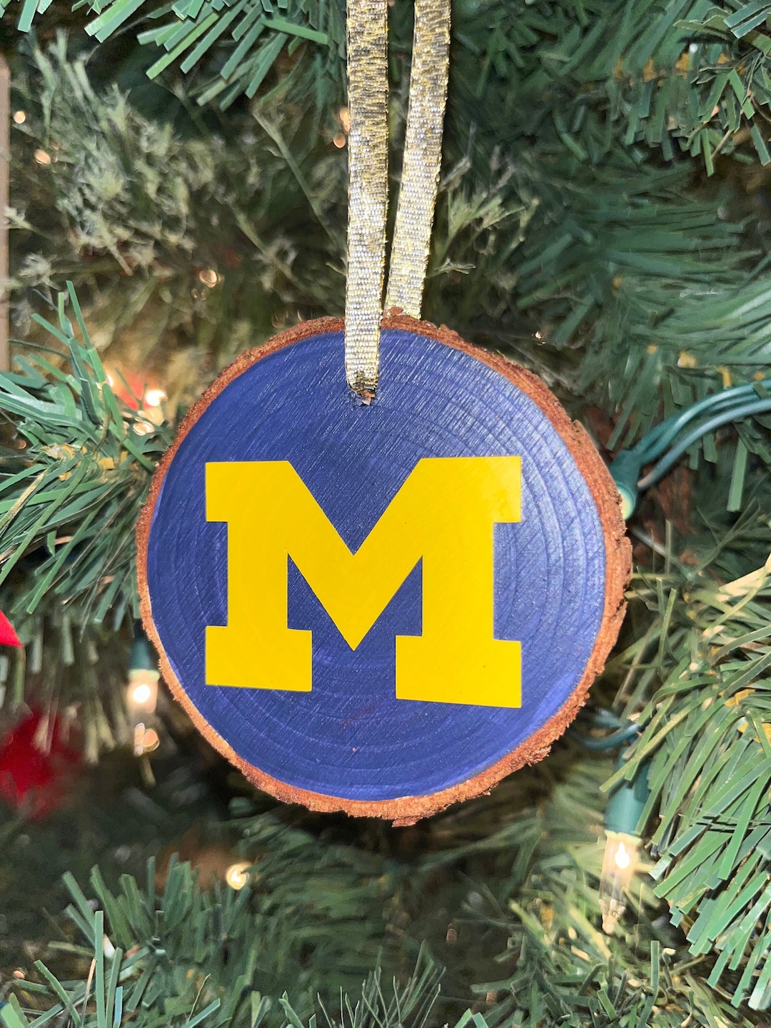 Michigan Wolverines Wood Slice Ornament, Stocking Stuffer for Michigan ...