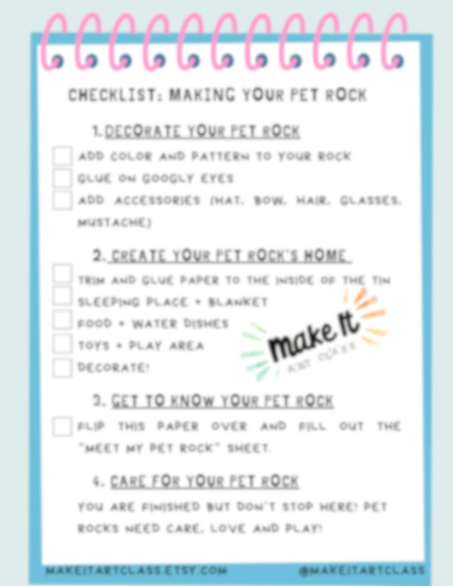 Pet Rock Activity Kit Digital Download - Etsy