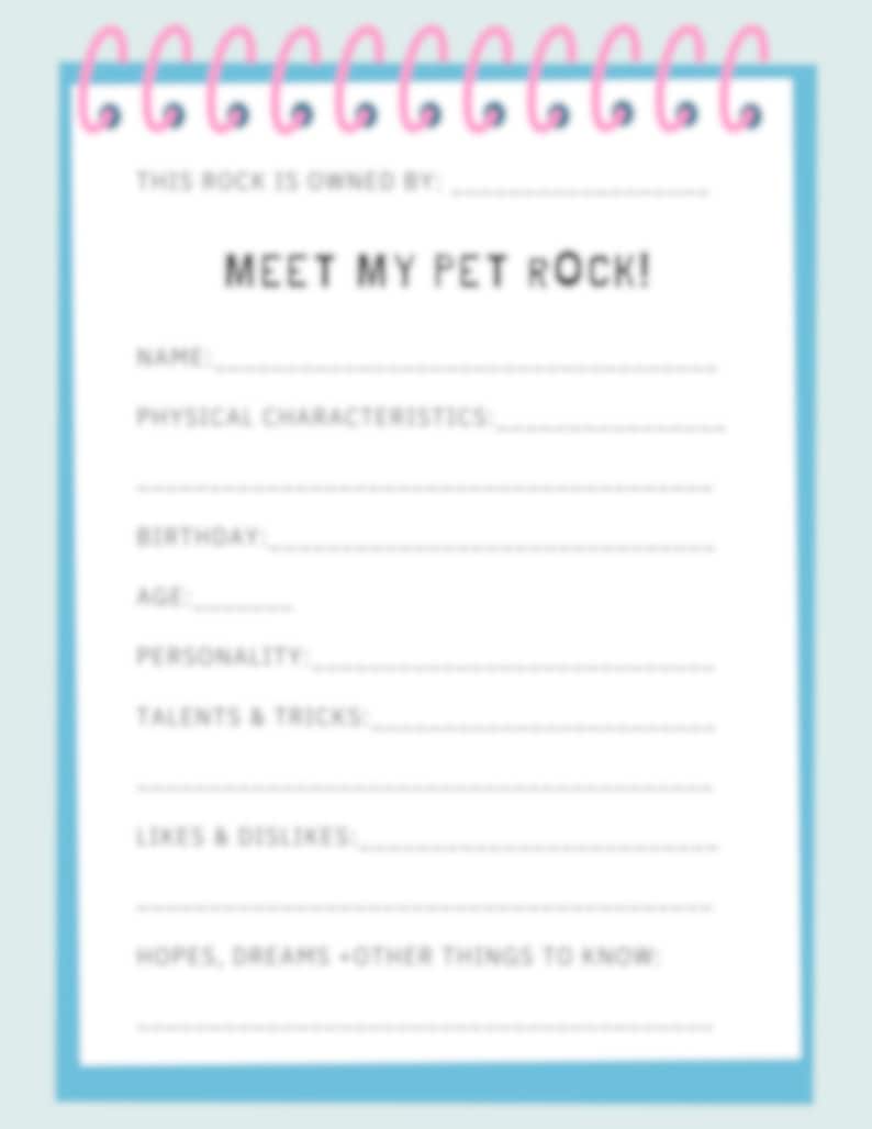 Pet Rock Activity Kit Digital Download - Etsy