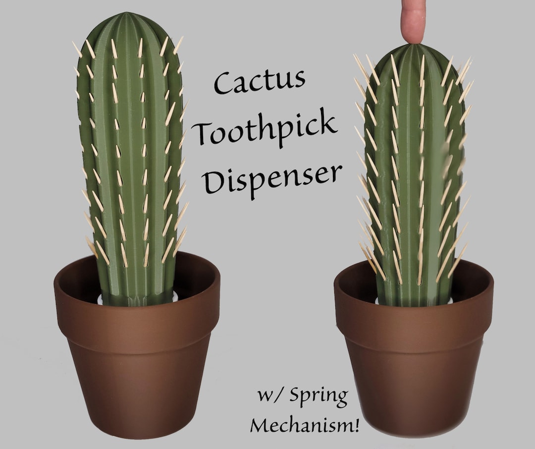 3D Printed Cactus Toothpick Holder Dispenser Fake House Plant Indoor ...