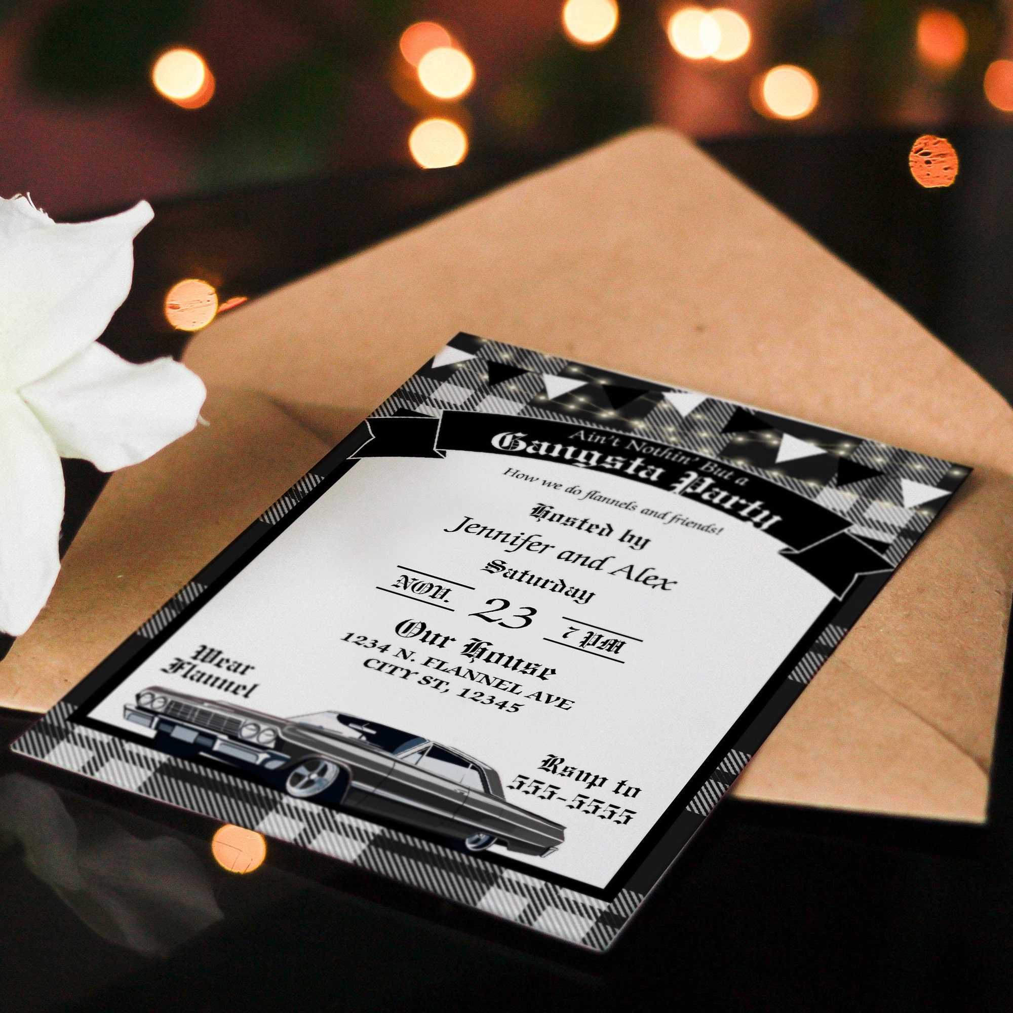 Gangsta Flannel & Friends Low Rider Party Invitation Ain't Nothin' but ...