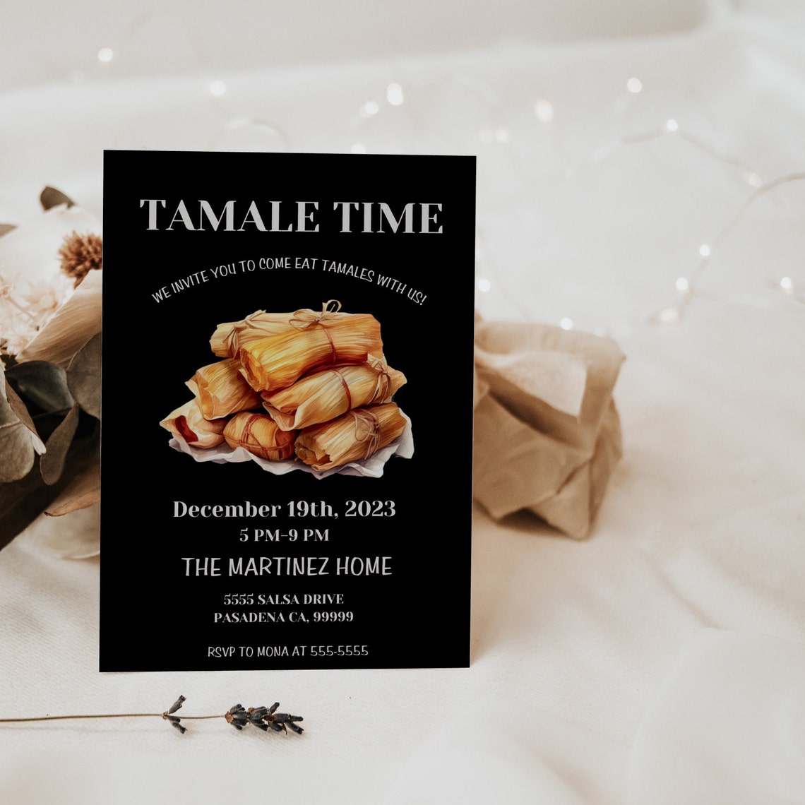 Tamale Time Invitation Winter Gathering Invitation Editable on Canva ...