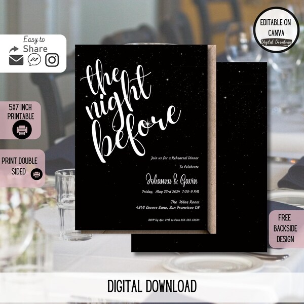 The Night Before Invitation Template - Etsy