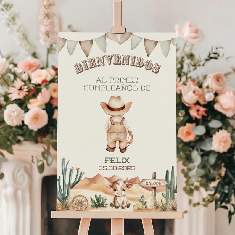 Vaquerito Welcome Sign, Cowboy Theme Party Decor, Western Welcome ...