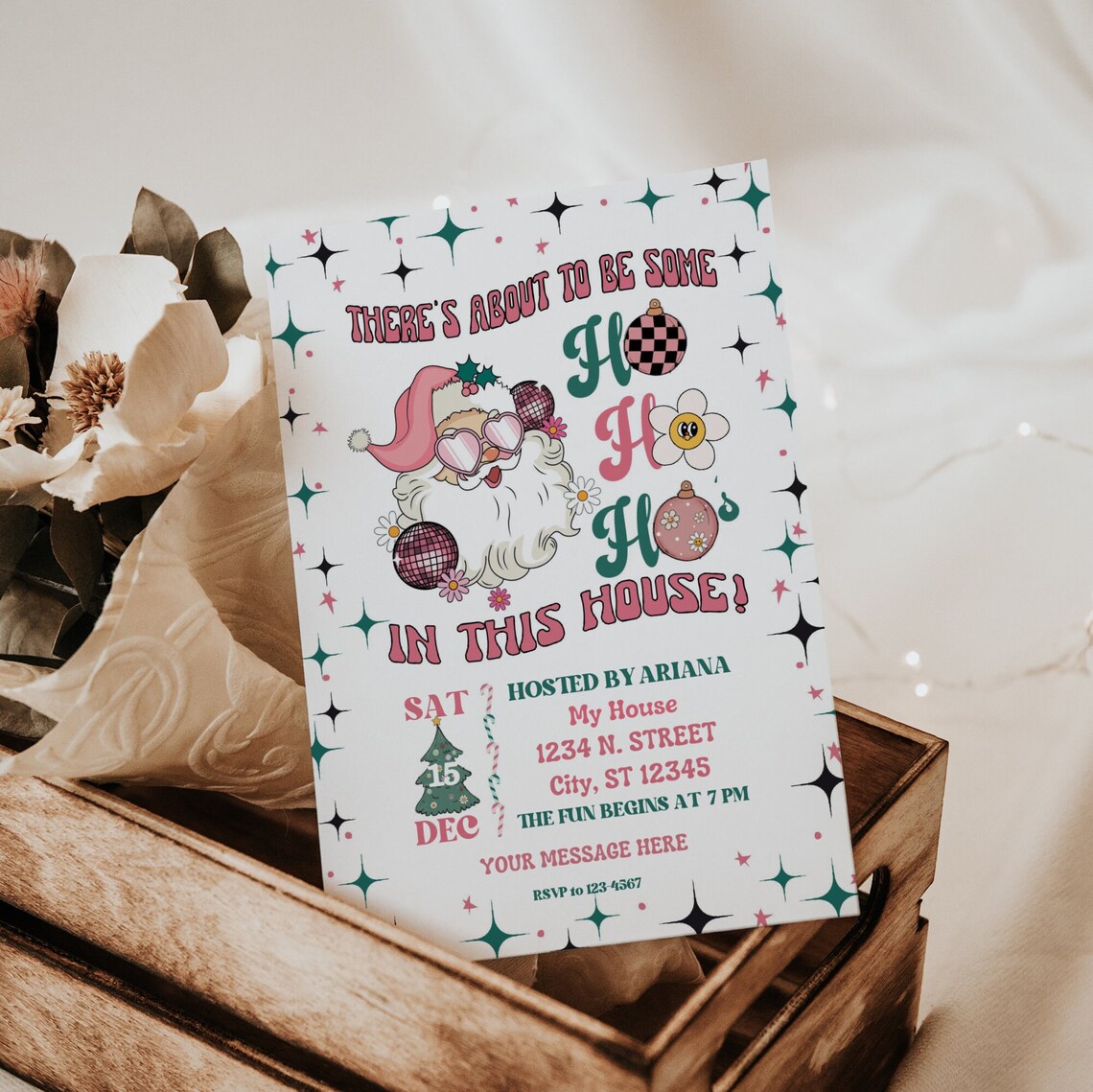 Christmas Party Invite | Ho Ho Ho's in This House | Christmas Cocktail ...