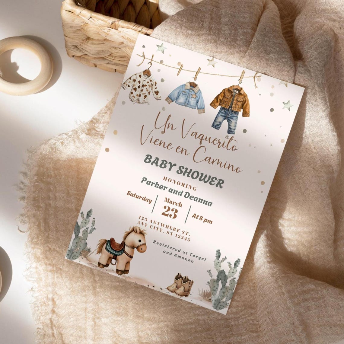Un Vaquerito Baby Shower, Boy Baby Shower Invitation, Cowboy Invite ...