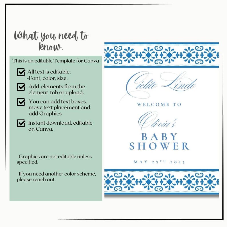 Cielito Lindo Baby Shower Welcome Sign, Talavera Sign, Mexican Talavera ...