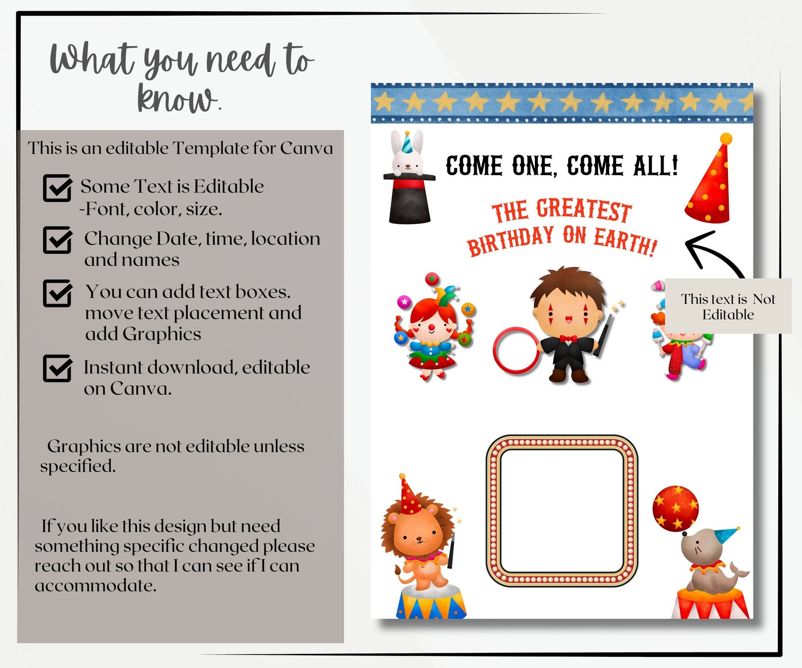 Circus Kids Birthday Invitation, Colorful Carnival Ticket, Instant ...