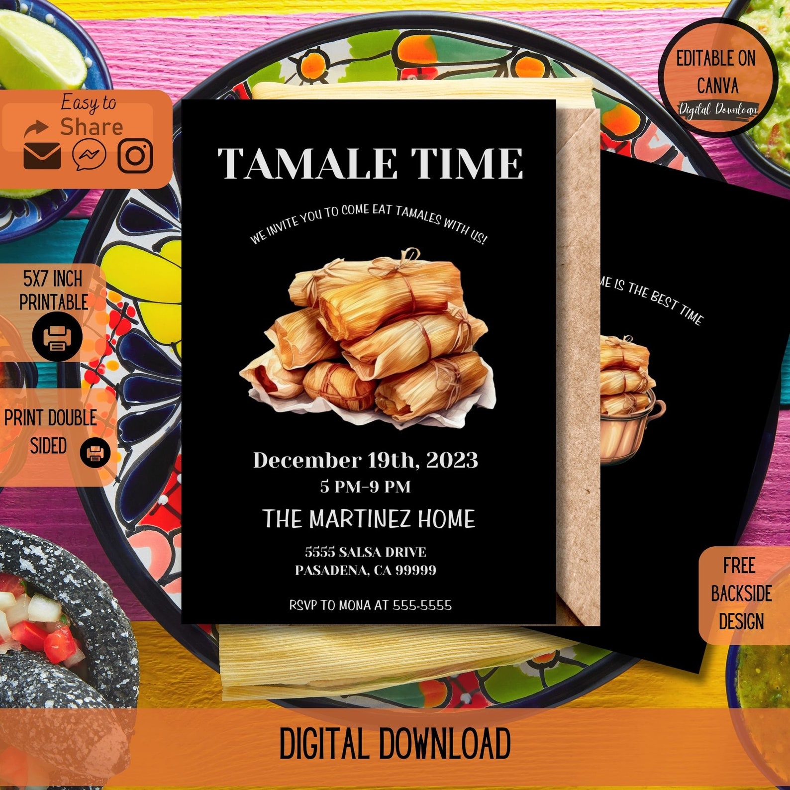 Tamale Time Invitation - Winter Gathering Invitation - Editable on ...
