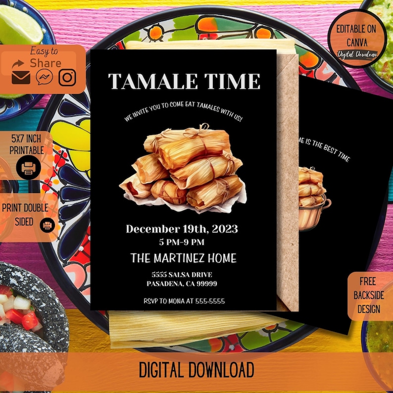 Tamale Time Invitation - Winter Gathering Invitation - Editable on ...