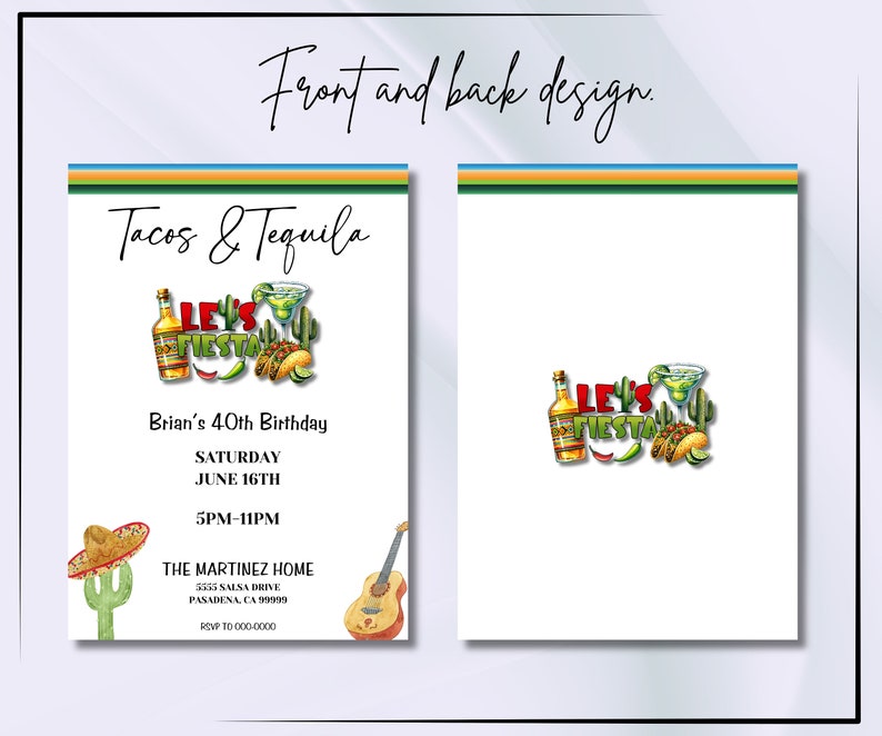 Tacos and Tequila Birthday Invitation, Cactus Sombrero Editable Invite ...
