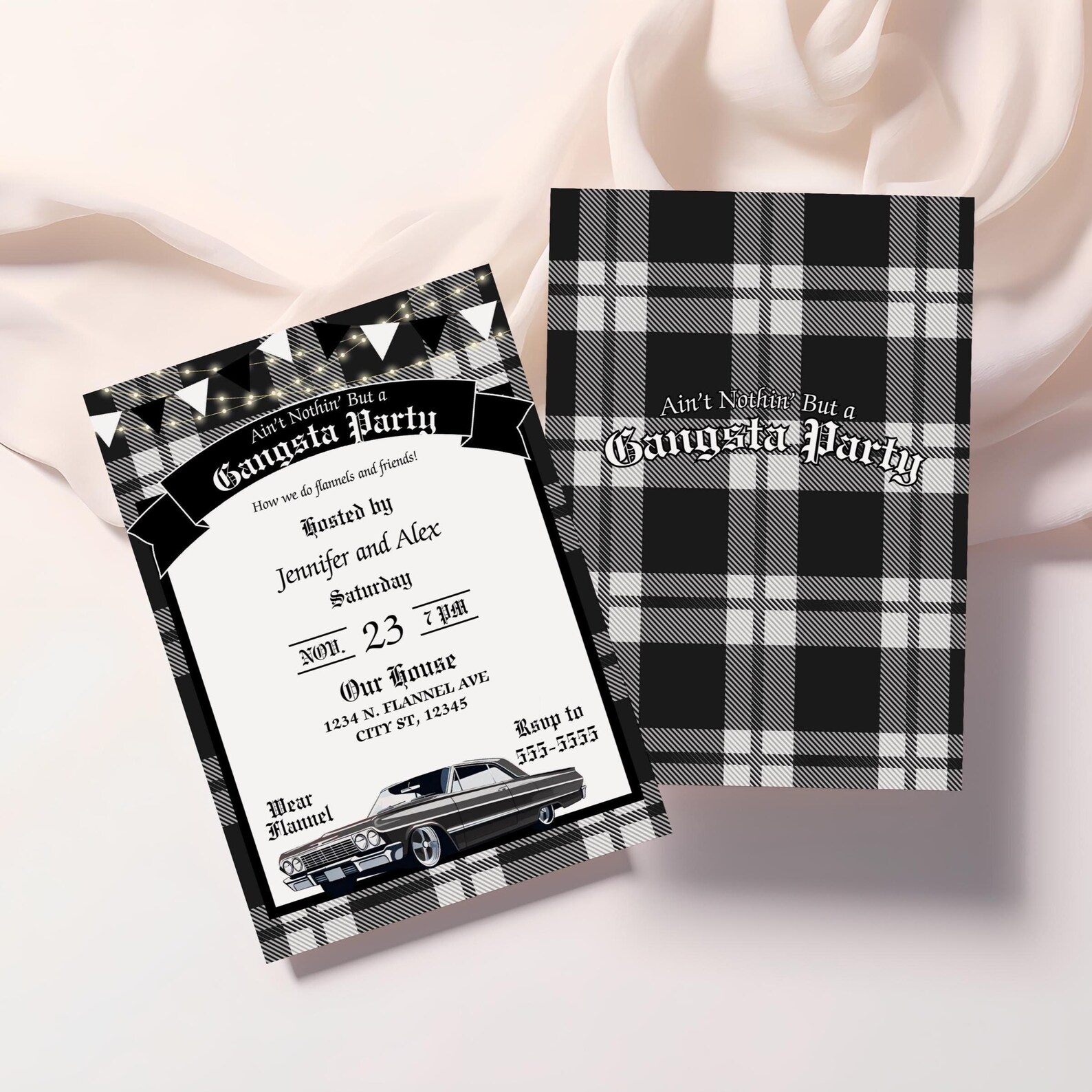 Gangsta Flannel & Friends Low Rider Party Invitation - | Ain't Nothin ...