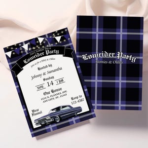 Blue Lowrider Invitation, Cholo Party, Chicano Culture, Lowrider Party ...