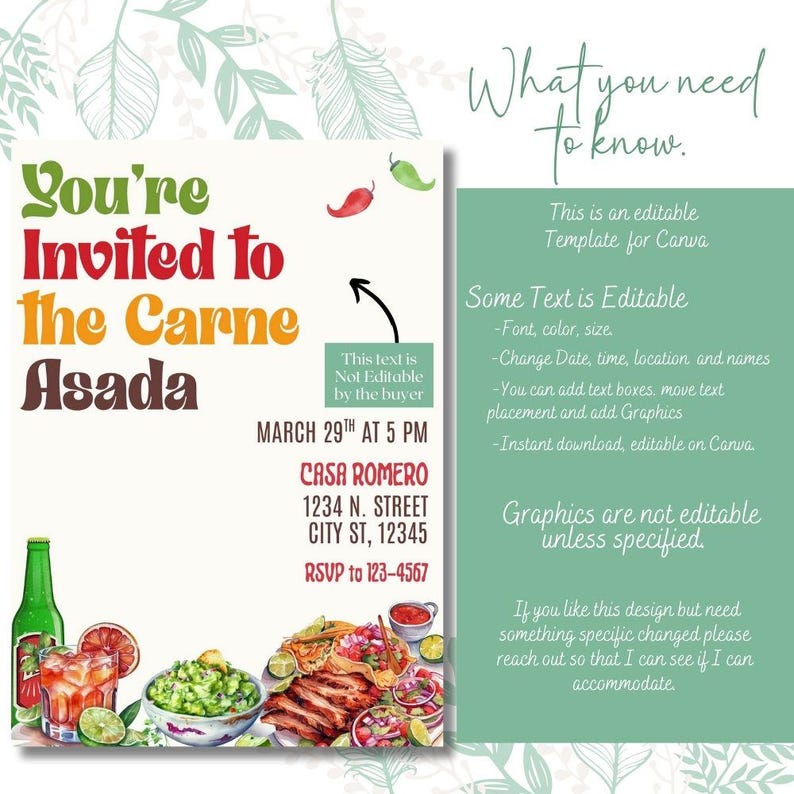 You're Invited to the Carne Asada, Asada Invite, Mexican Invitation ...