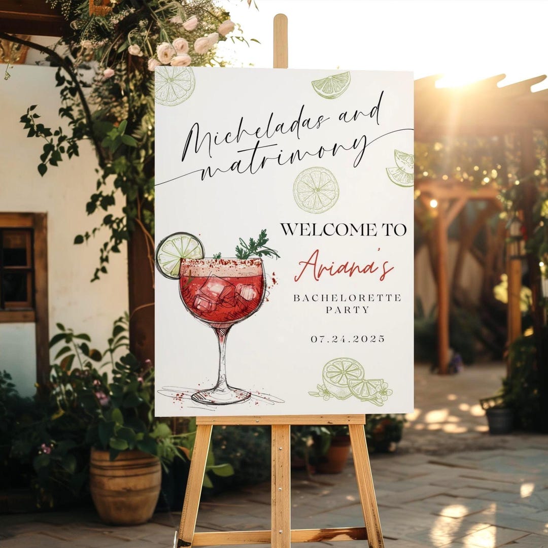 Micheladas and Matrimony Bachelorette Welcome Sign, Michelada Bar Sign ...