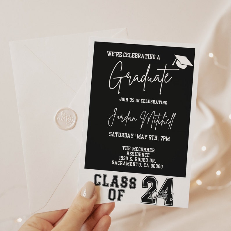 2024 Graduation Party Invitation Template, Editable in Canva, Classic ...