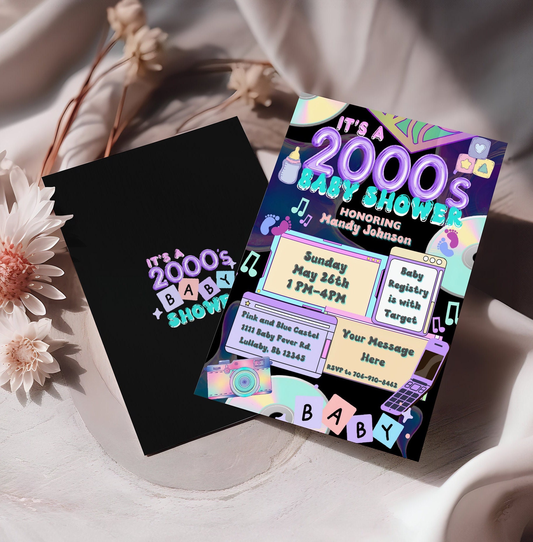 2000's Baby Shower Invitation, Retro Shower Invite, Retro 2000's Party ...