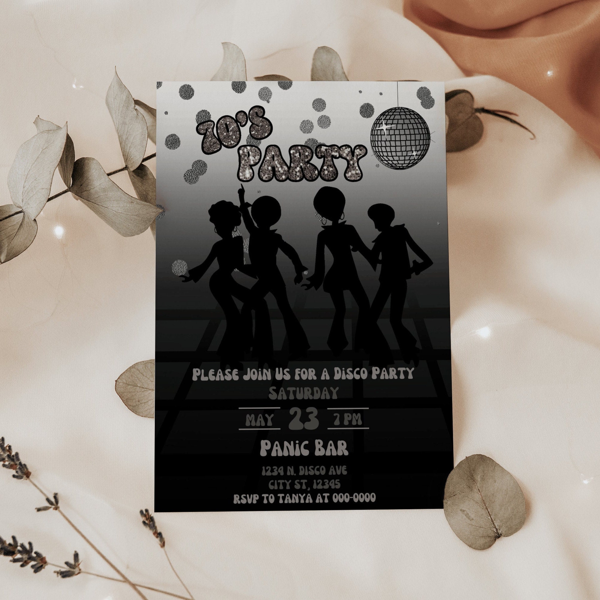70's Party Invitation | Disco Party Invitation Template | Retro 70's ...