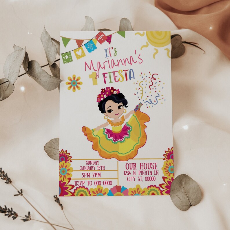 Fiesta Party Invitation | 1st Fiesta - First Birthday Party Invitation ...