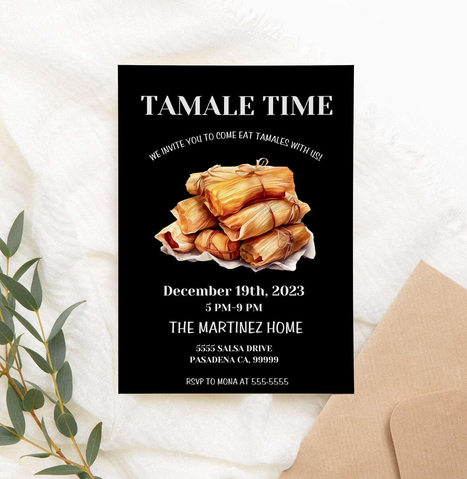 Tamale Time Invitation - Winter Gathering Invitation - Editable on ...