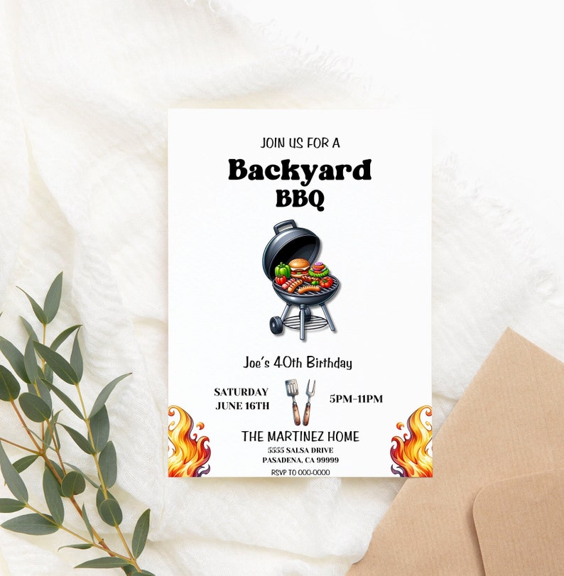 Backyard Barbeque Editable Invitation, Grill and Chill Party Invite ...