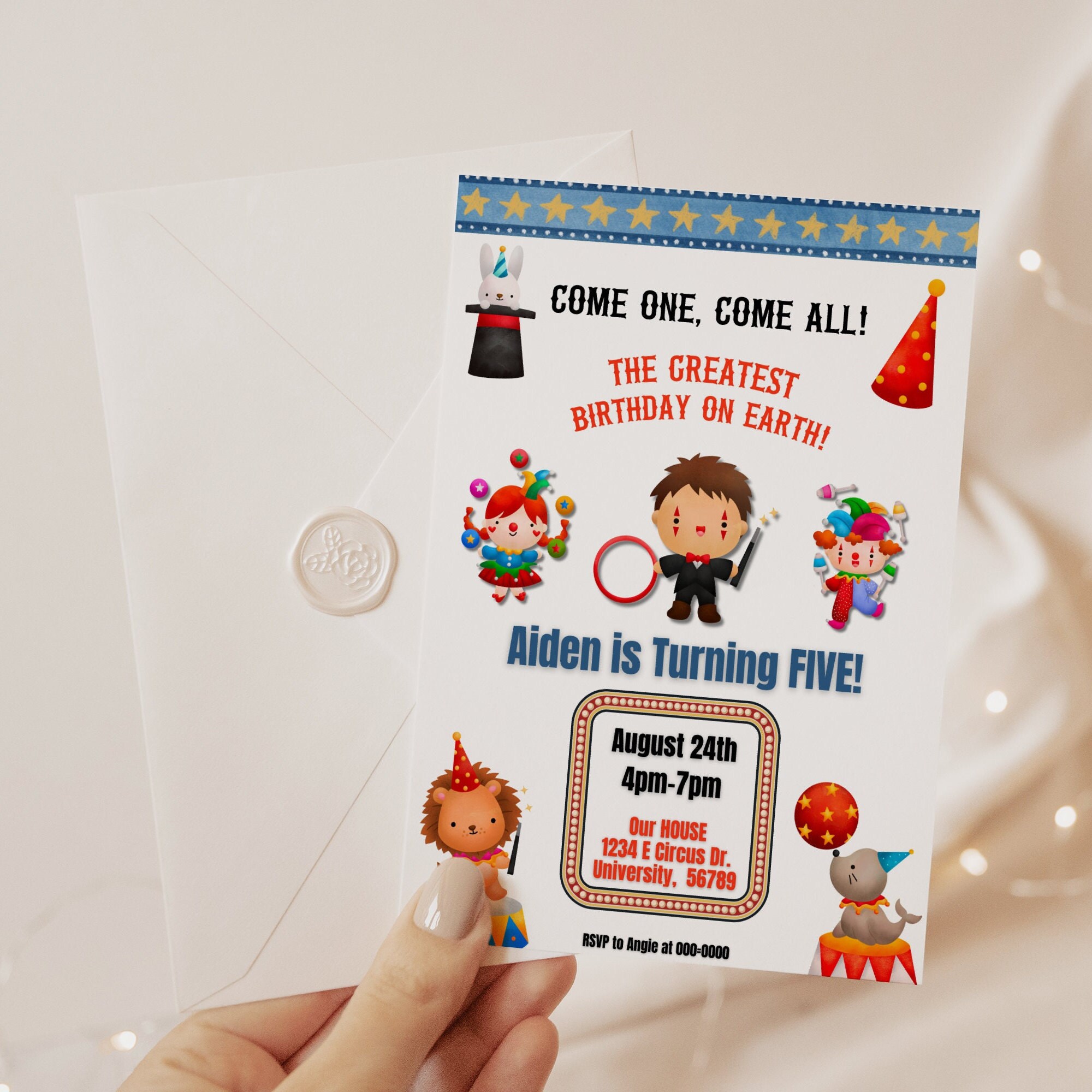 Circus Kids Birthday Invitation, Colorful Carnival Ticket, Instant ...