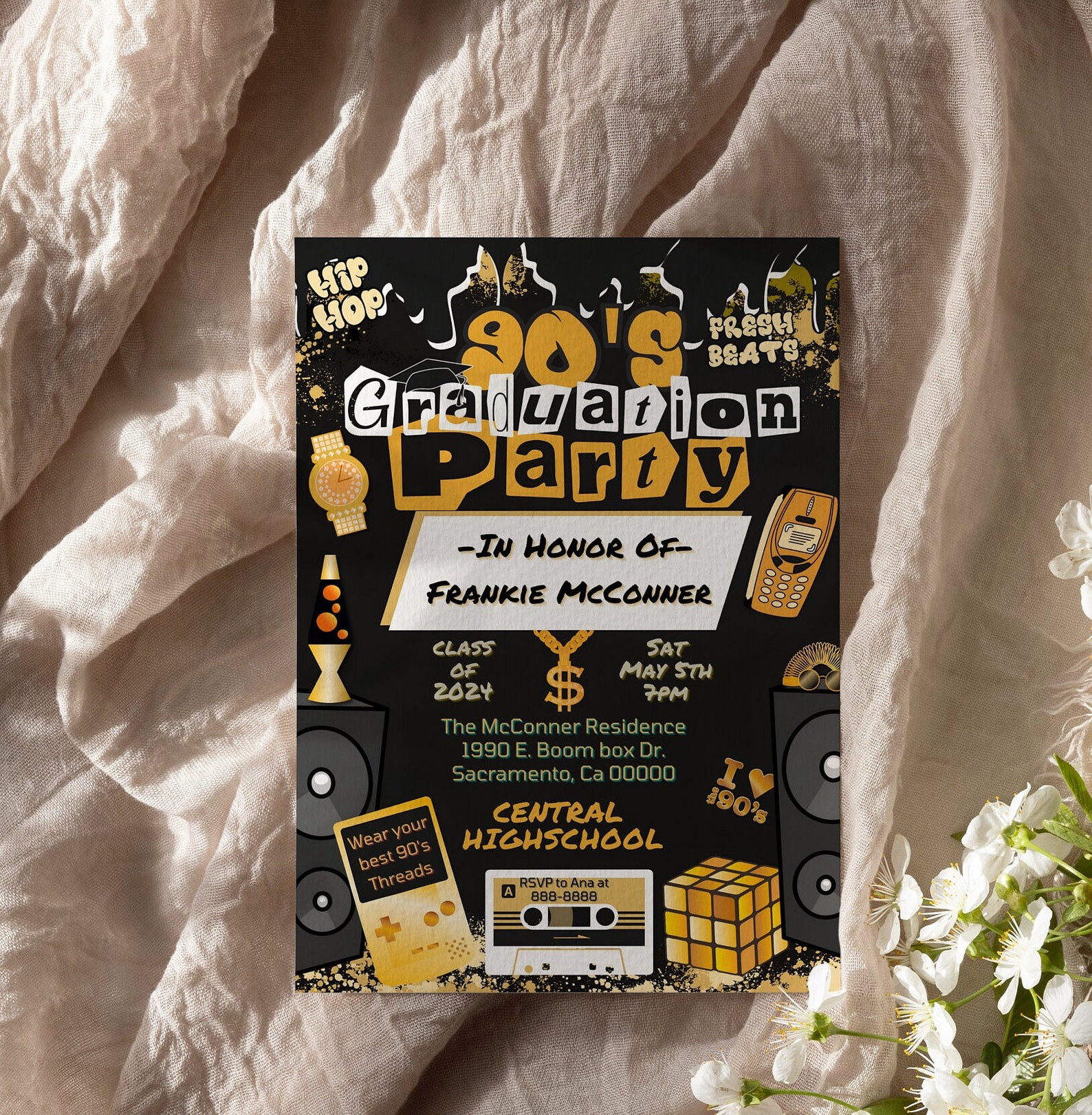 90's Party Invitation, 90s Graduation Invite, Grad Party Invitation ...