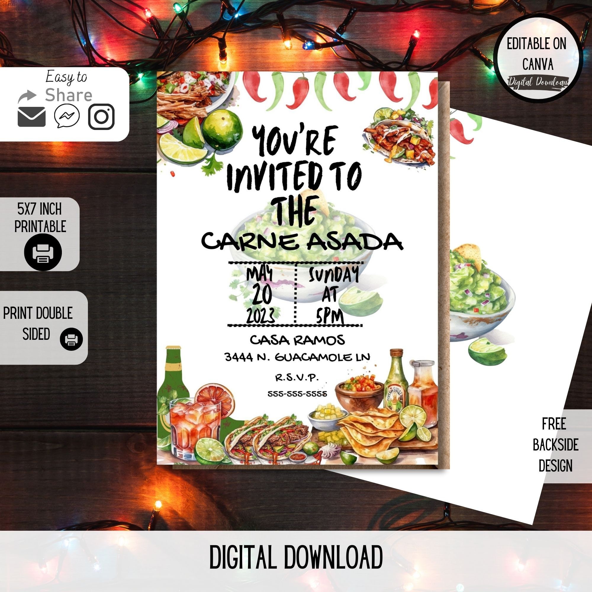 You're Invited to the Carne Asada Digital Invitation Editable Printable ...