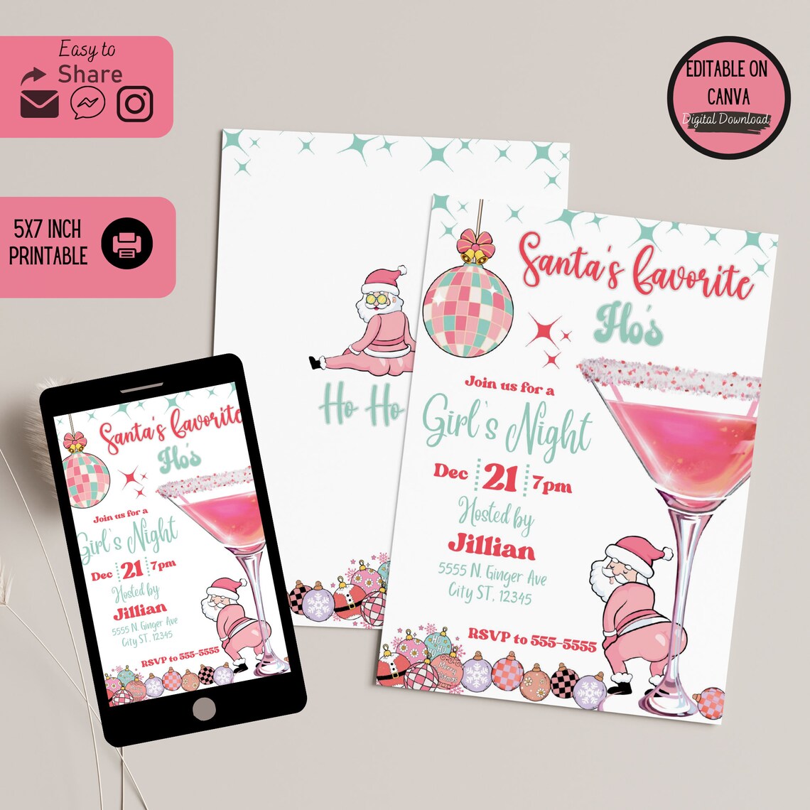 Christmas Party Invitation | Friendmas | Santa's Favorite Ho's - Funny ...