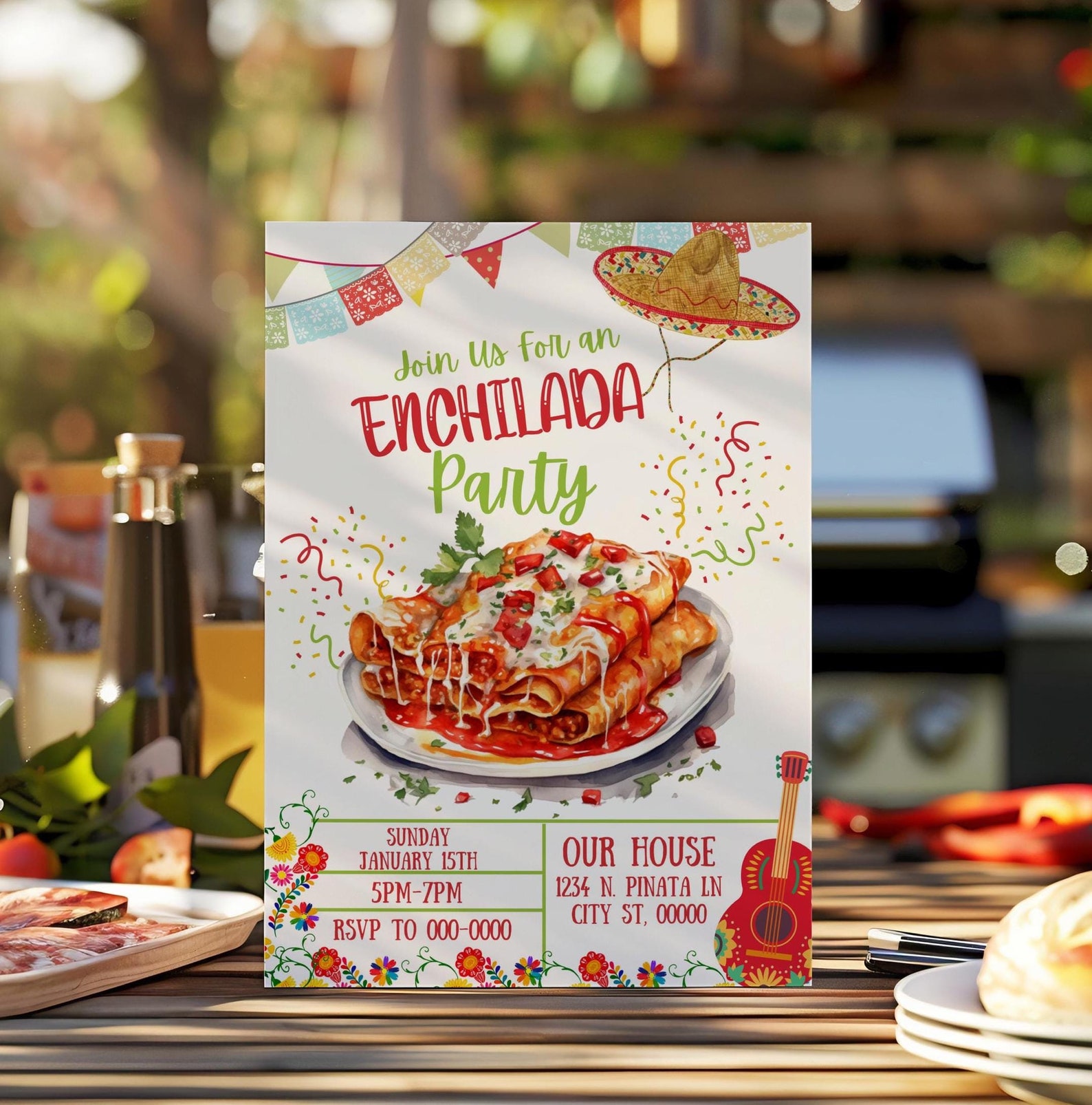 Enchilada Invitation, Fiesta Mexican, Mexican Brunch, Papel Picado ...
